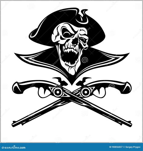 Piracy Skull And Crossed Pistols Cartoon Vector