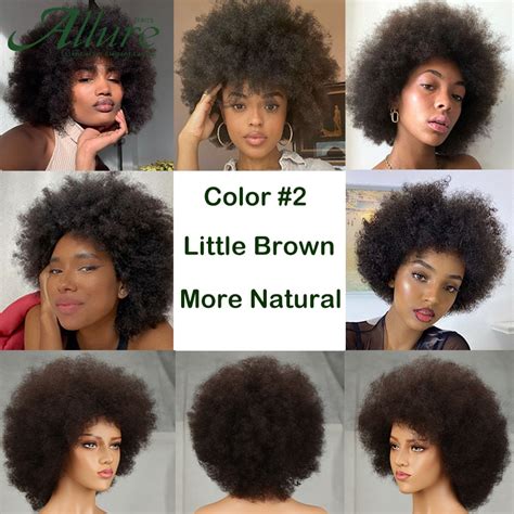 Fluffy Afro Kinky Curly Wig For Black Women Remy Brazilian Human Hair