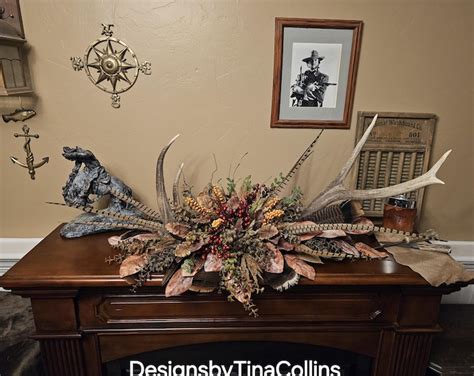 Fall Floral Elk Antler Centerpiece Lodge Decor Arrangement Etsy