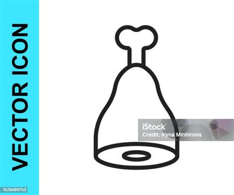 흰색 배경에 격리 된 검은 줄 치킨 다리 아이콘 치킨 드럼 스틱 벡터 가금류에 대한 스톡 벡터 아트 및 기타 이미지 가금류