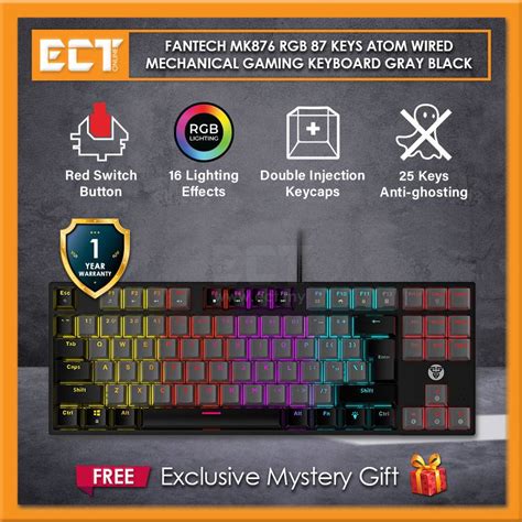 Fantech MK876 RGB 87 Keys Atom Wired Mechanical Gaming Keyboard Gray
