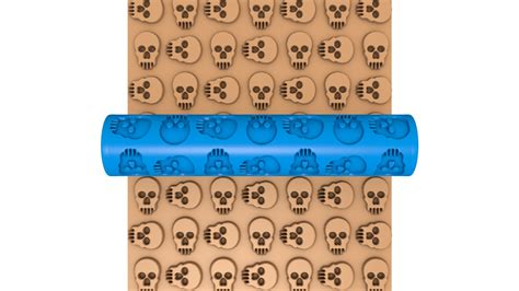 3d File Skull Clay Roller Stl Skull Halloween Pottery Roller Stl