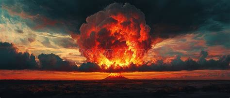 A Massive Mushroom Cloud Rising High Into The Sky After A Powerful