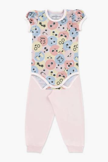 Conjunto de body algodão e modal emojis para bebê Dedeka