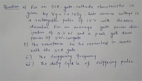 Solved Scr And Question A For An Gate Cathode