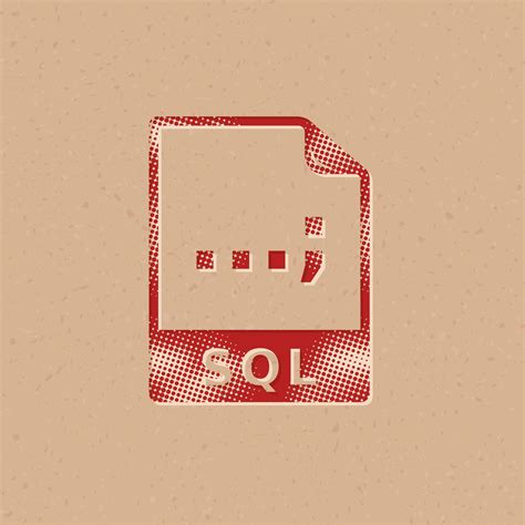 Sql File Format Halftone Style Icon With Grunge Background Vector