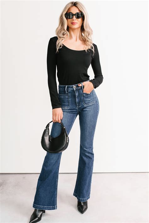 Alena Flare Sneak Peek Jeans Medium Dark · Nanamacs