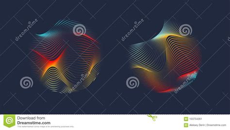 Vector Abstract Background With A Colored Dynamic Waves Line And Particles Stock Vector