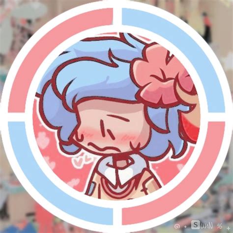 An Animated Image Of A Girl With Blue Hair And Pink Flowers On Her Head
