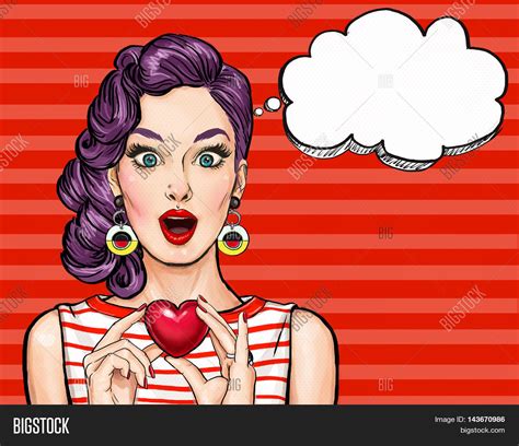 Pop Art Woman Hold Image And Photo Free Trial Bigstock