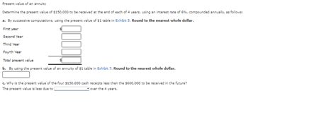 Solved Present Value Of An Annuity Determine The Present Chegg