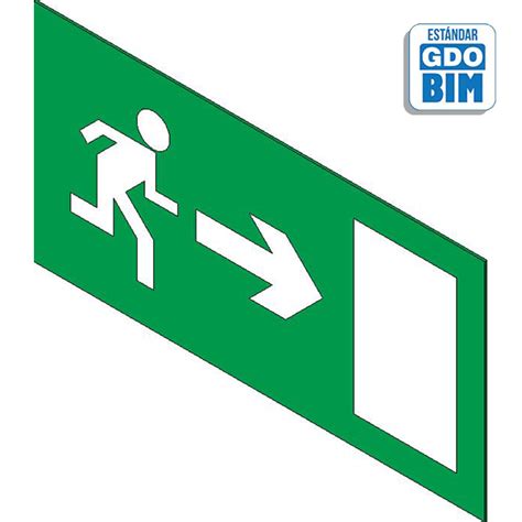 Seguridad Bim Pictograma Recorrido De Evacuación Derecha De 20m