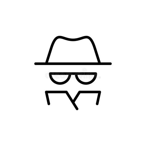 Vector Outline Anonymous Icon An Incognito Face In Hat And Glasses Isolated On White Background