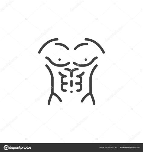 Muscular Man Body Line Icon Linear Style Sign Mobile Concept Stock