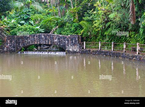 Bano Grande Historic Site Near Mina Falls In El Yunque Tropical Rainforest Puerto Rico Stock