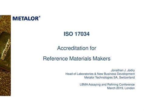 Iso 17034 Reference Materials Lbma Aandr Conference March 2019 Pdf