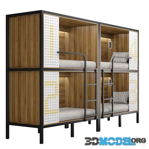 3d Model Bunk Bed For Hostel And Dorm