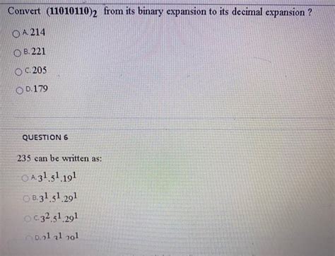 Solved Convert 110101102 From Its Binary Expansion To Its