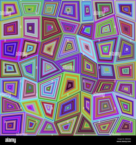 Multicolored Concentric Rectangle Tile Mosaic Pattern Background Stock