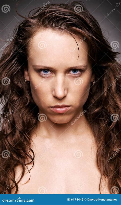 Portrait Of Beautiful But Aggressive Woman Stock Image Image Of