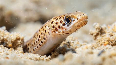 Spotted Garden Eel In The Sand Background Sand Sea Ocean Background Image And Wallpaper For
