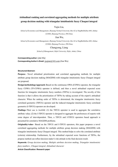 Pdf Attitudinal Ranking And Correlated Aggregating Methods For