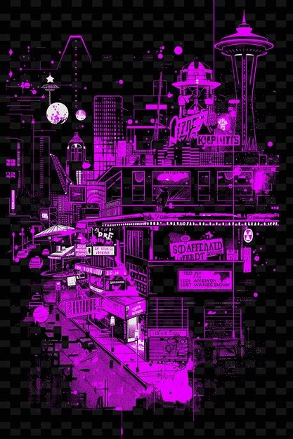 Png Seattle With Grunge Street Scene And Coffee Shops Record Sto