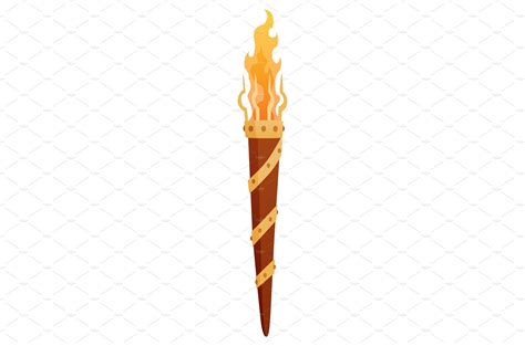 Medieval Torch With Burning Vector Graphics ~ Creative Market