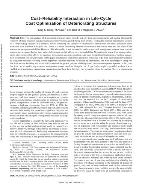 Pdf Cost Reliability Interaction In Life Cycle Cost Optimization Of Deteriorating Structures