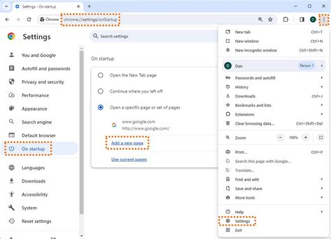 How To Open Select Websites Webpages Automatically When Chrome Starts