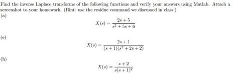Solved Find The Inverse Laplace Transforms Of The Following Chegg
