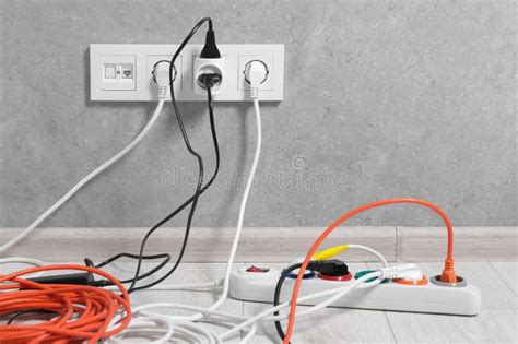 Extension Cord With Power Plugs In Sockets Indoors Space For Text Stock Image Image Of