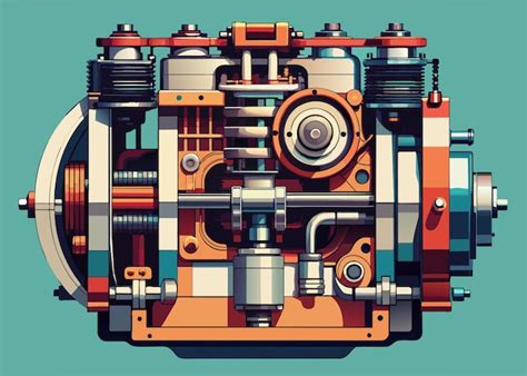Sección Transversal Del Motor De Combustión Interna Dibujo Técnico