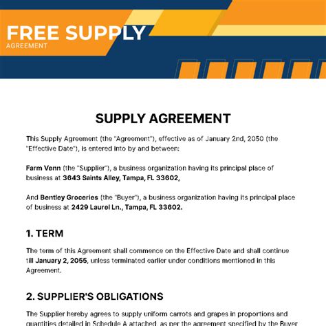 Preferred Supplier Agreement Template