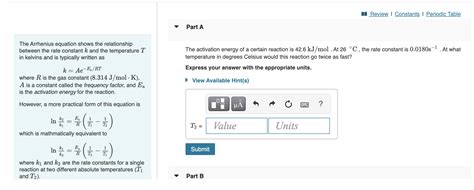 Solved The Arrhenius Equation Shows The Relationship Between