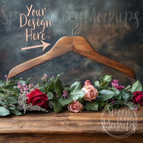Wood Cloth Hanger Mockup Wooden Blank Mock Up Instant Digital