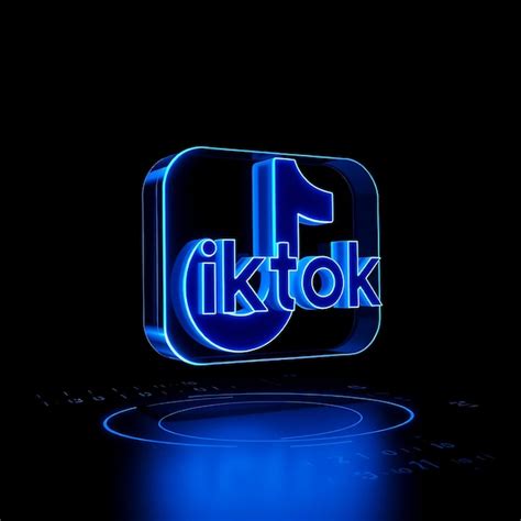 3D Render Tiktok Logo Embossed In Crystal Clear Acrylic Floating