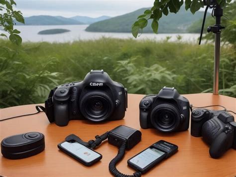 Premium Ai Image Dslr Camera On Table And Beautiful Background