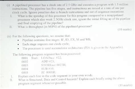 Solved 1 A Pipelined Processor Has A Clock Rate Of 25 Ghz