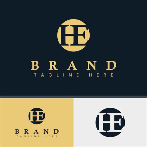 Logo Monogramme Lettre He Vecteur Premium