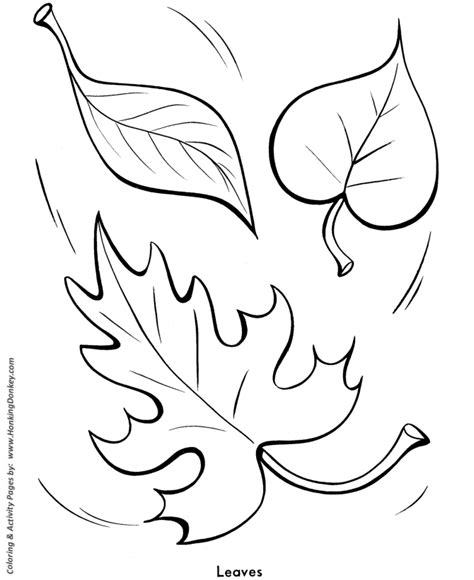 Simple Fall Leaves Coloring Pages