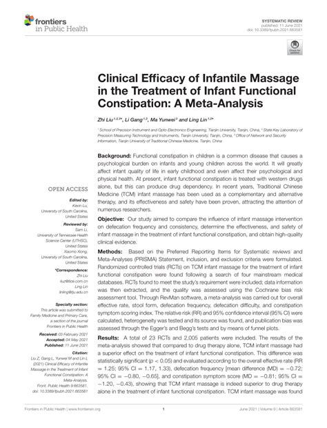 Pdf Clinical Efficacy Of Infantile Massage In The Treatment Of Infant