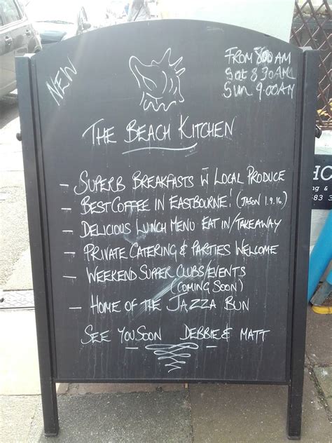 Menu At The Beach Kitchen Cafe Eastbourne