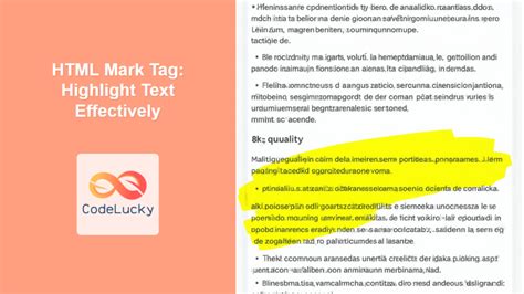 HTML Mark Tag Highlight Text Effectively CodeLucky