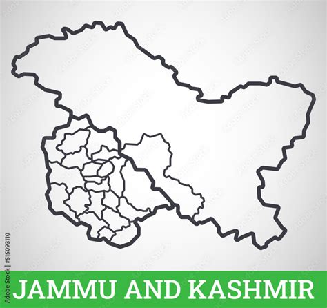 Simple Outline Map Of Jammu And Kashmir Vector Graphic Illustration