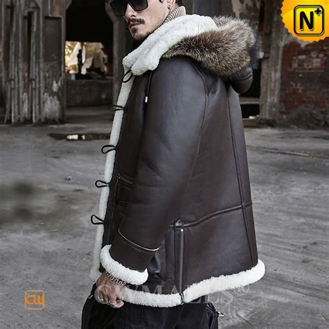 CWMALLS Men Sheepskin Parka Coat With Detachable Hood CW828277