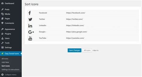 Easy Social Icons WordPress Plugin Upload Custom Icons Set URLs