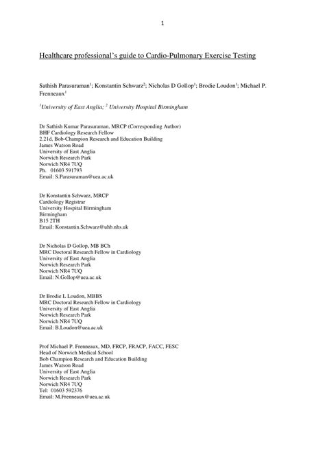 Pdf Healthcare Professionals Guide To Cardiopulmonary Exercise Testing