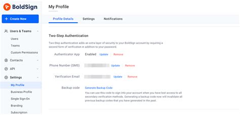 how to use a backup code in two step authentication boldsign support