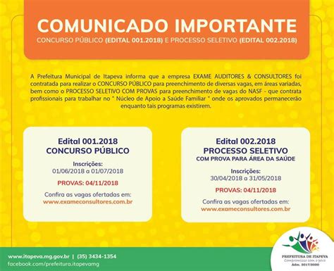 Comunicado 0012018 Concurso E Processo Seletivo Prefeitura